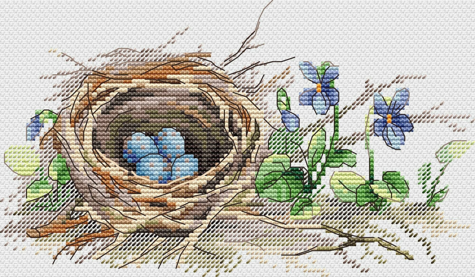 Вышивка На лесной опушке 12x20 см.