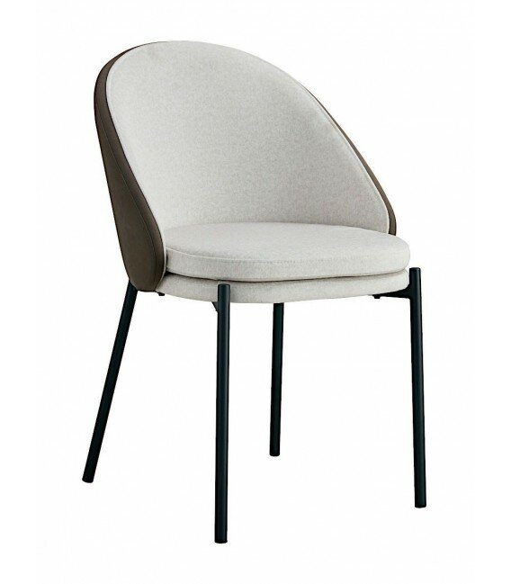 DC24019 Стул мягкий бело/коричневый, каркас металл черный круглый