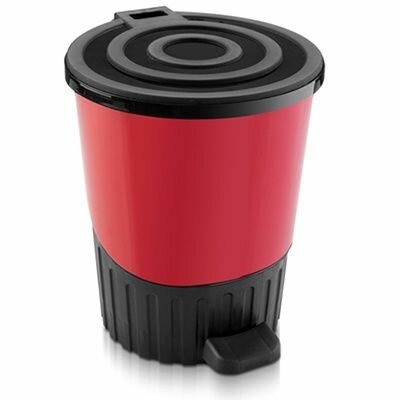 Ведро для мусора Dunya Plastik "Сатурн", с педалью, пластмассовое, 14 л, 28х28х32,5 см, красное