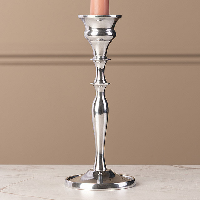 Декоративный подсвечник на 1 свечу Андерс 20 см, серебряный, Swerox, K227-SI