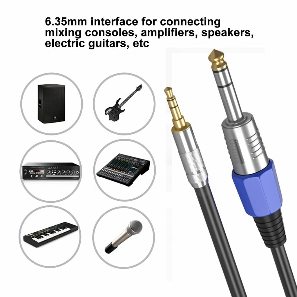 Аудио-двухканальный аудиокабель из чистой меди диаметром от 3,5 мм до 6,35 мм-колено длиной 1 м