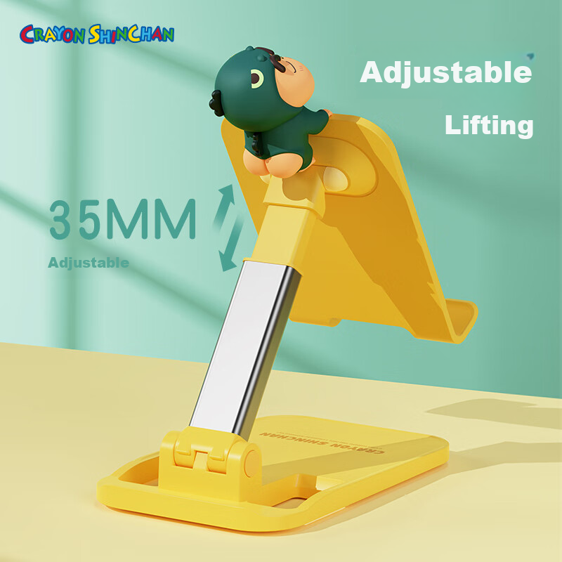 ROCK Crayon Shin-Chan Phone Stand, Desktop Foldable Portable Phone Holder, Tablet IPad Stand for Live Streaming, Gaming, Video Classes, Binge-Watching, Adjustable Height, Multifunctional Dinosaur Design