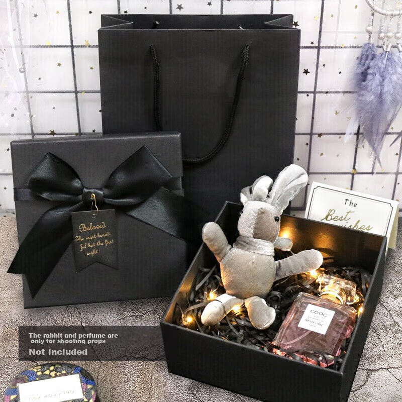 TaTanice Gift Box Empty Box Christmas Gift Box Packaging Box Birthday Gift Box Storage Box Bow Gift Box Black