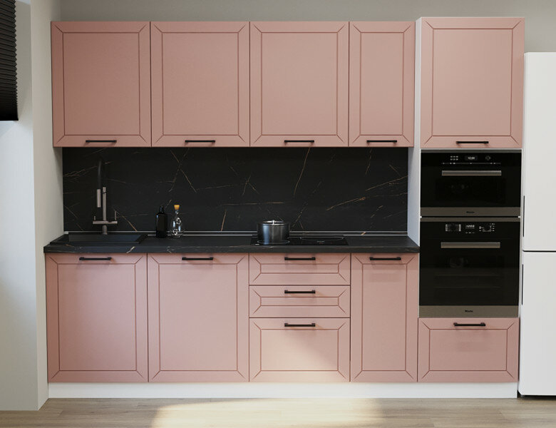 Кухонный гарнитур Аликанте шарли pink с пеналом 2800 мм