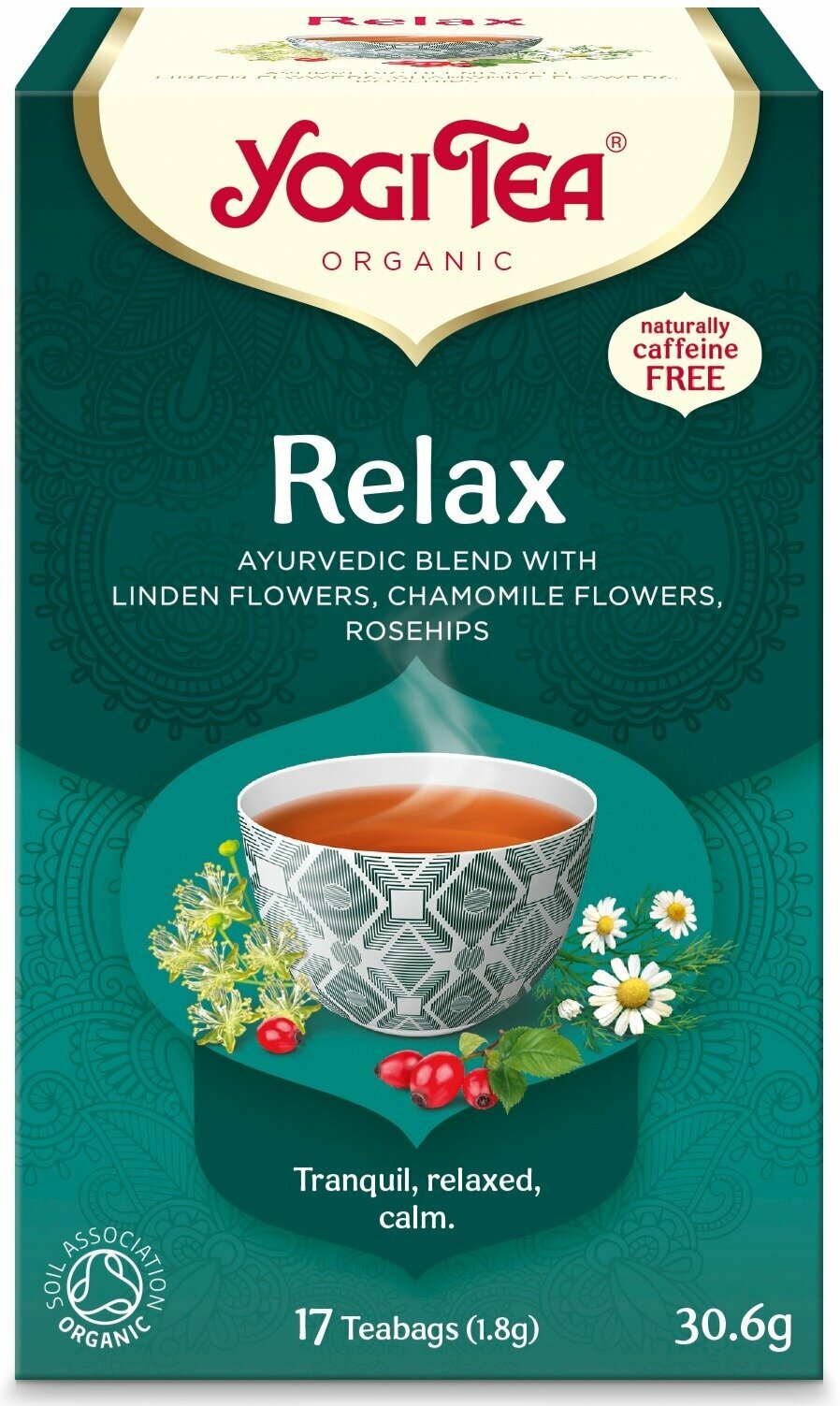 Чай в пакетиках Yogi Tea Relax, Цветки Липы и Ромашки, Шиповник, 17 пакетиков