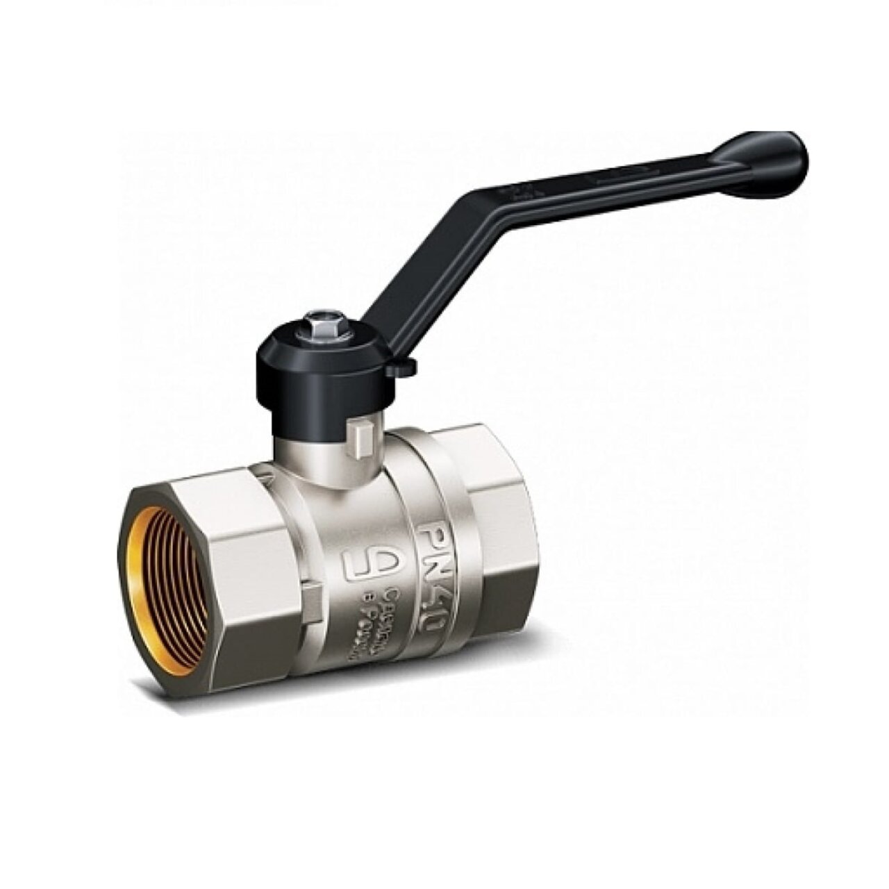 Латунный никелированный кран шаровый 1/2 ВР/ВР с рычагом для водопровода и отопления