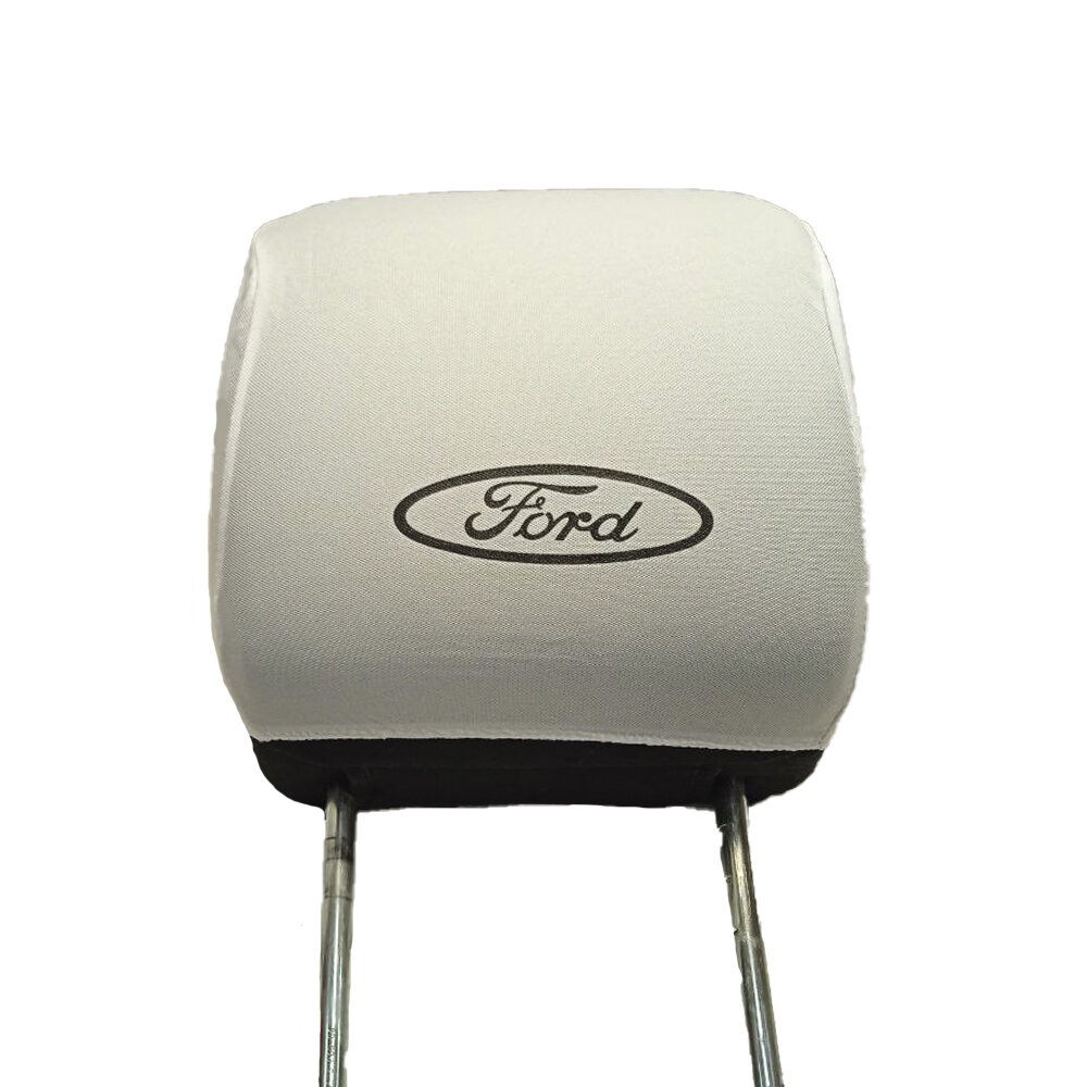 Чехлы на подголовник с логотипом Ford / Форд (2 шт.) , Белые