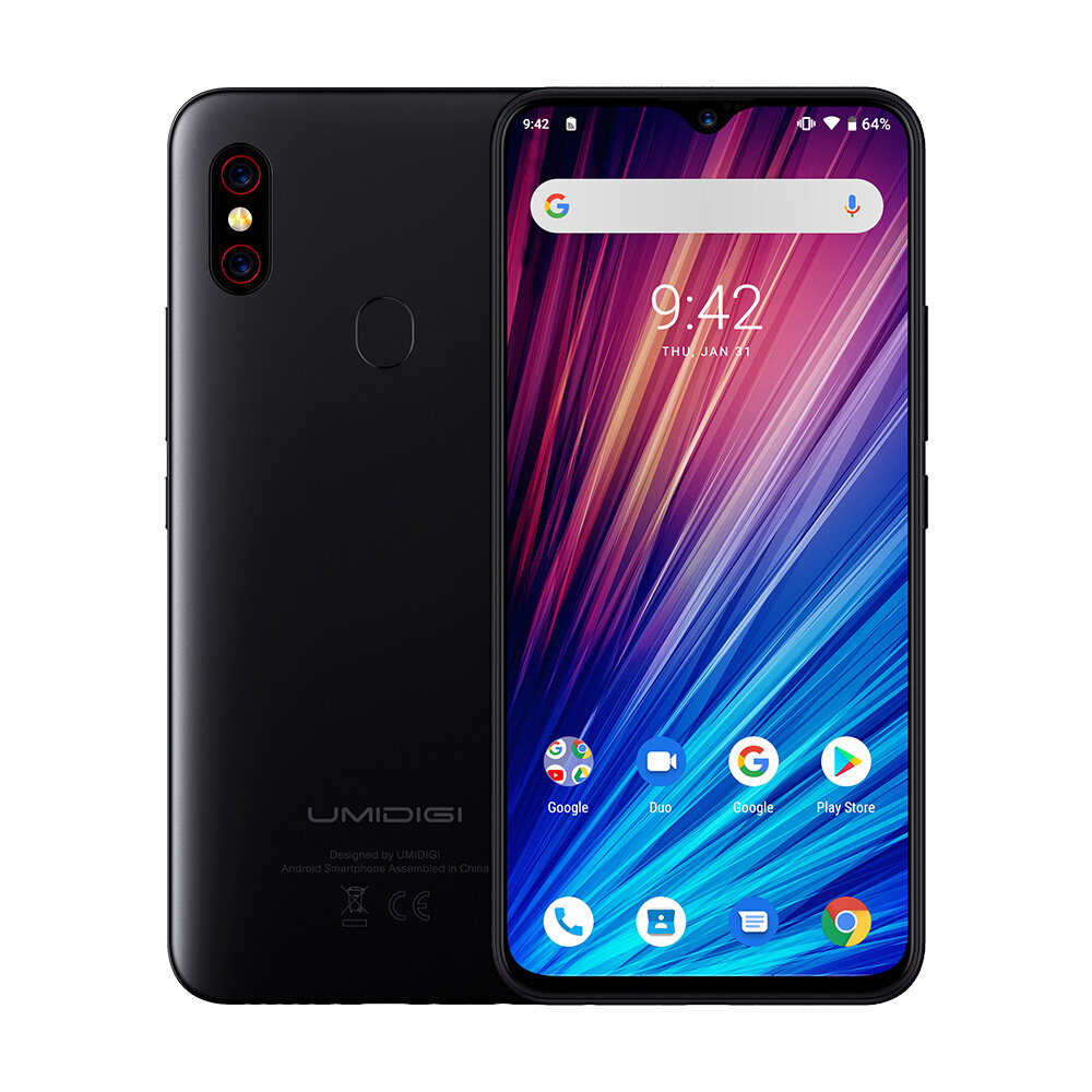 (EU-Version) Смартфон UMIDIGI F1 Play 6.3 дюйма FHD+ 6GB+64GB 48MP Android 9.0 Helio P60 Octa Core 5150mAh 18W OTG NFC Отпечаток пальца Распознавание лица 4G Разблокированный Красный Черный