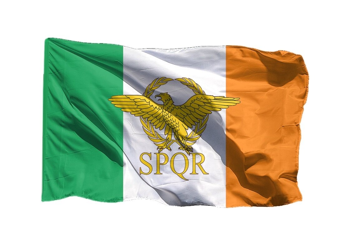Римский флаг SPQR на шёлке, 70х105 см для ручного древка