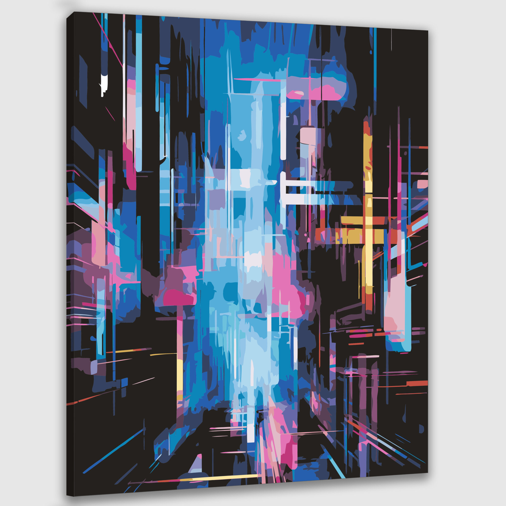 Картина по номерам 40x50 см, абстракция, цифровое искусство, яркие ритмы, шумный город, энергия, ритм, неоновые огни