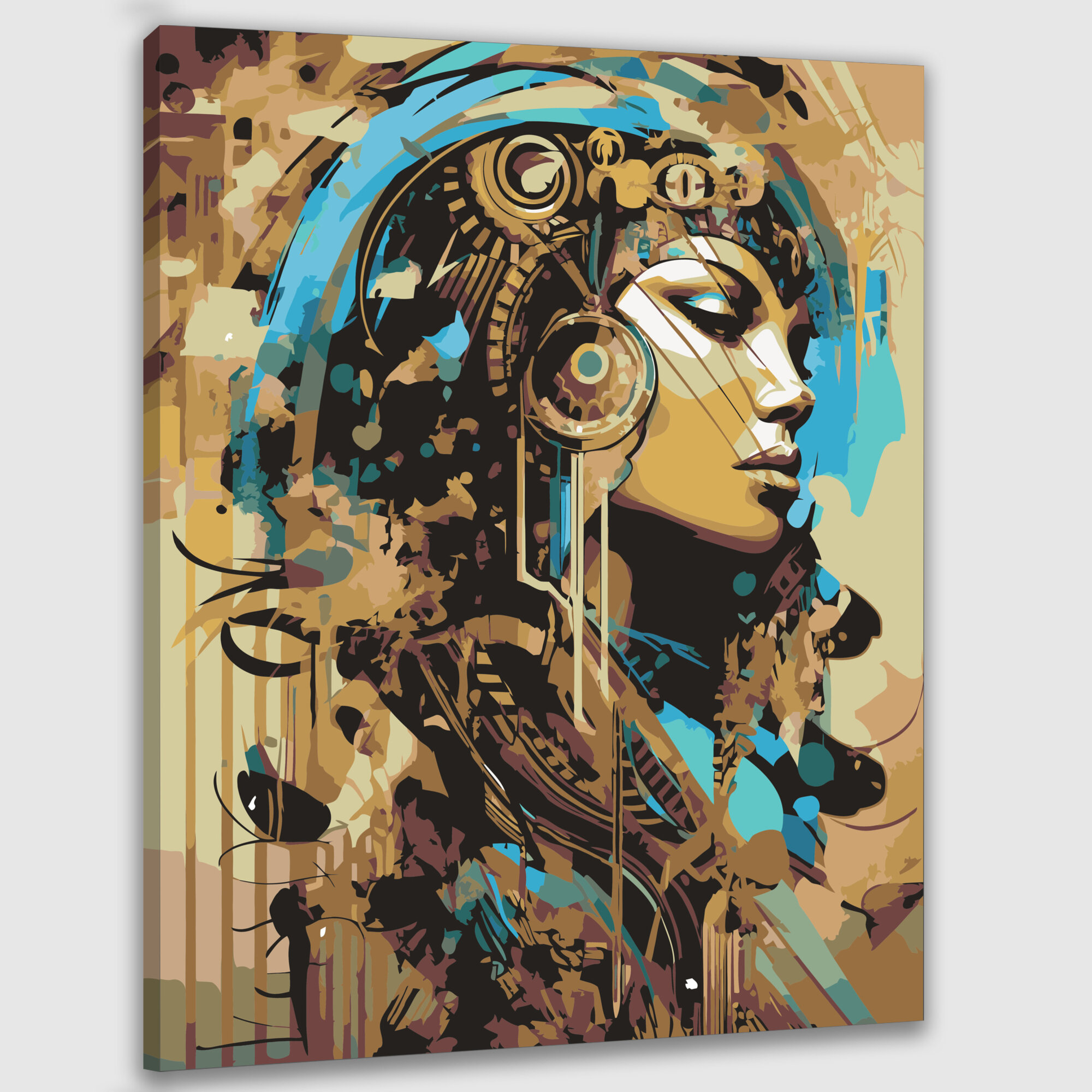 Картина по номерам 40x50 см, цифровой коллаж, иероглифы, свитки папируса, культовые символы, Глаз Гора, текстуры, узоры