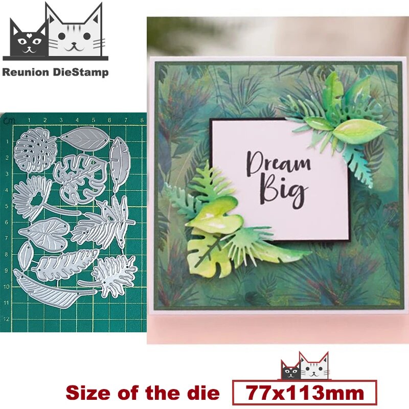 Металлический пресс-форма для скрапбукинга "Листья и птицы" 4