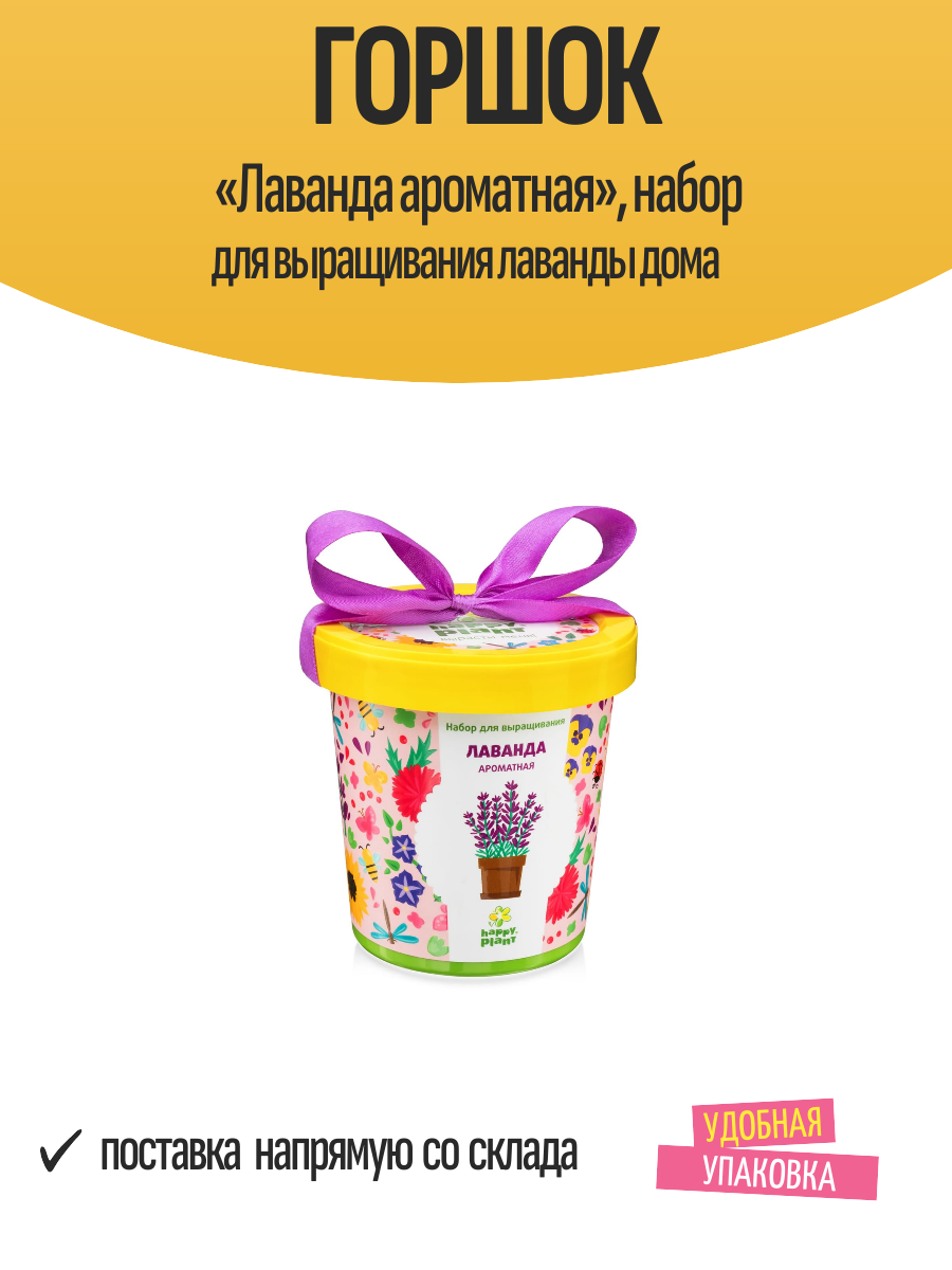 Горшок «Лаванда ароматная», набор для выращивания лаванды дома