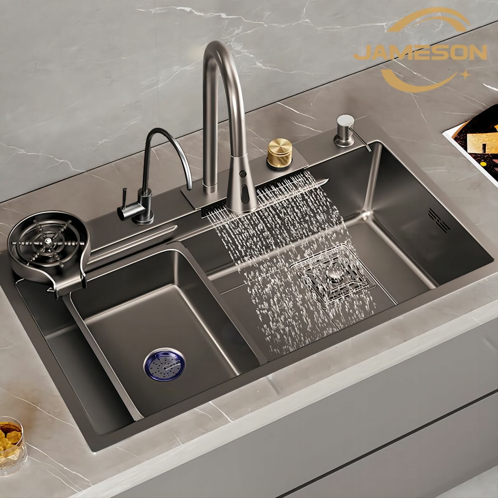 Мойка для кухни JAMESON нержавеющая сталь 304 Нанотехнология противообрастания Многофункциональный комплект