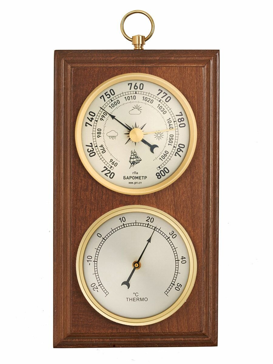 Барометр настенный Бриг БМ92003-1-М с термометром. Натуральное дерево.