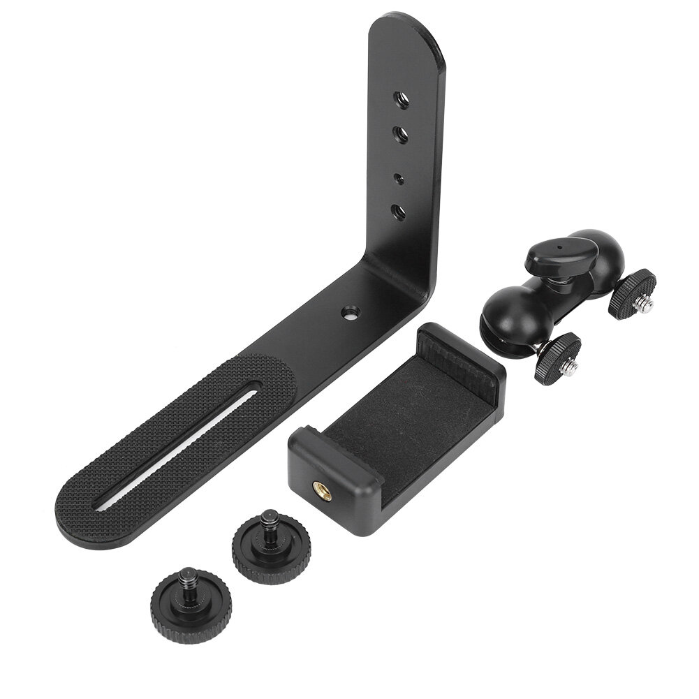 SLR без зеркала камеры в креплении к кронштейну мобильного телефона.