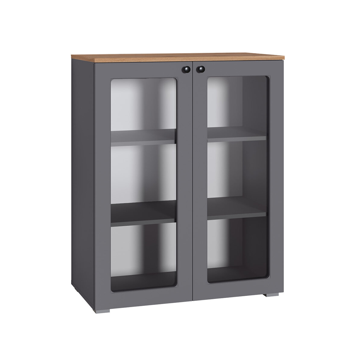Шкаф-витрина Mobi Остин 16.394.01 Серый Графит 0162 РЕ/Дуб Золотой CRAFT/Графит ZB 856-2 ПВХ