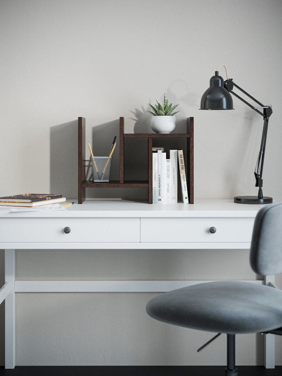 Настольная полка трансформер из ЛДСП Фабрика Стиль Дуо, 312х200х366 мм, венге черный, 2 шт