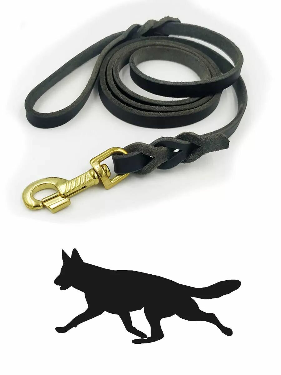 Поводок для собак длинный кожаный 200 см карабин латунь