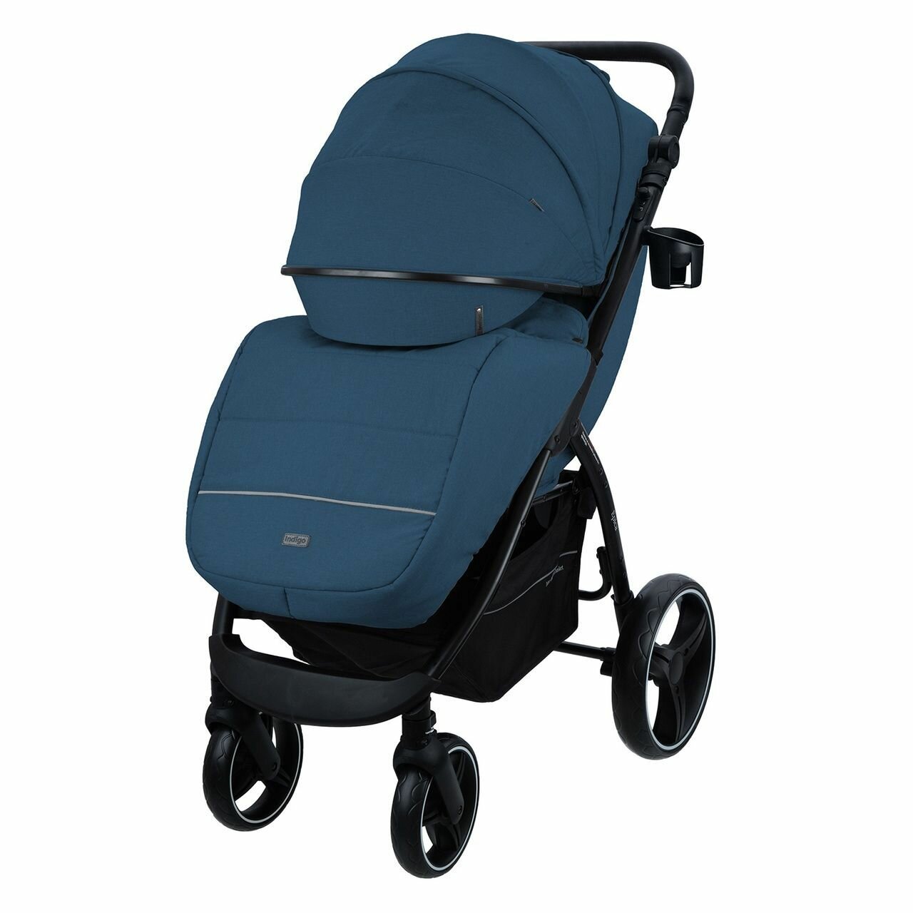 Коляска прогулочная Indigo EPICA XL NEW, с большими колесами, с двойной тканью, утеплителем по всей коляске и регулируемой ручкой. Цвет: Синий