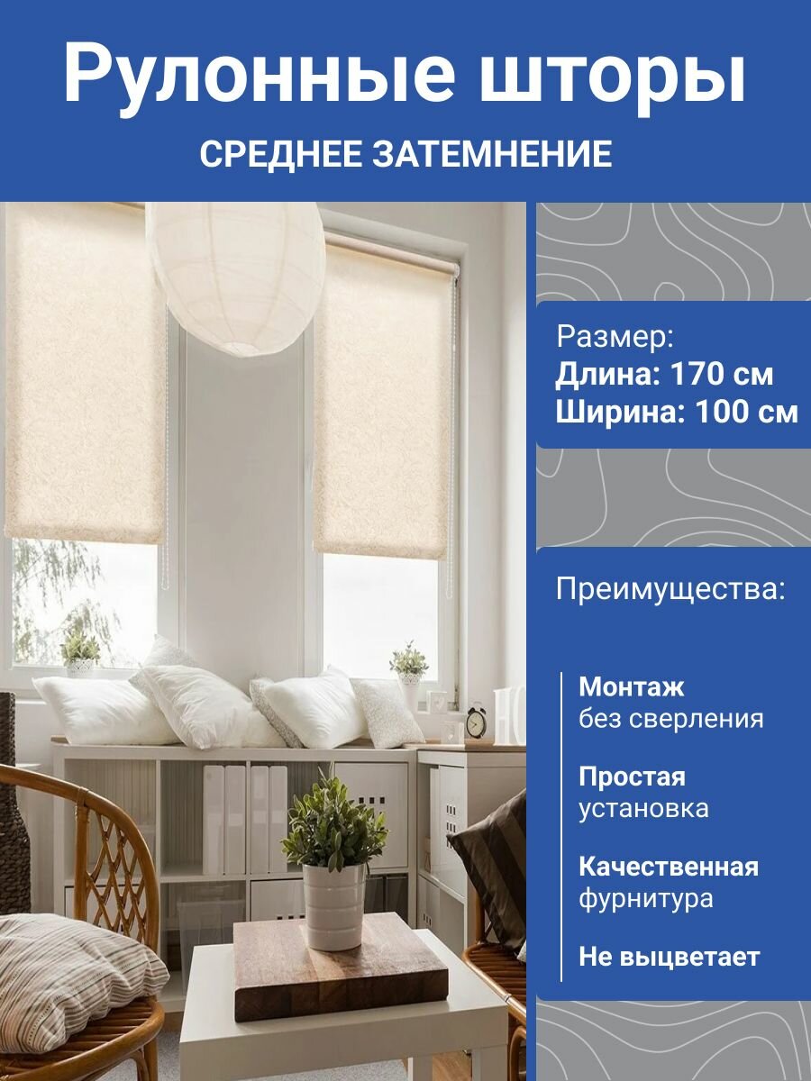 Рулонная штора Delfa СРШ-03-29502 100/170 "Венеция" 100х170 см. Жалюзи на балкон, на кухню, в спальню.