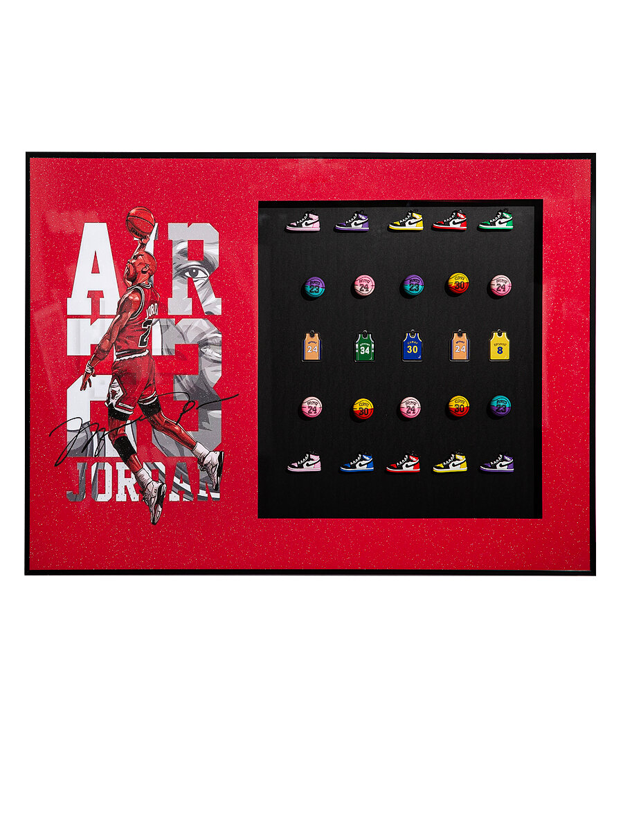 Картина на стену ручной работы "Basketball Player Jordan 23" для дизайна интерьера 80х60 см