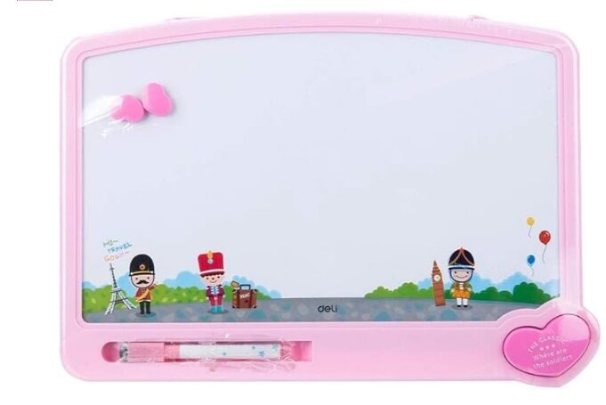 Доска магнитно-маркерная DELI E7805, 35x26 см, с маркером, губкой и магнитом