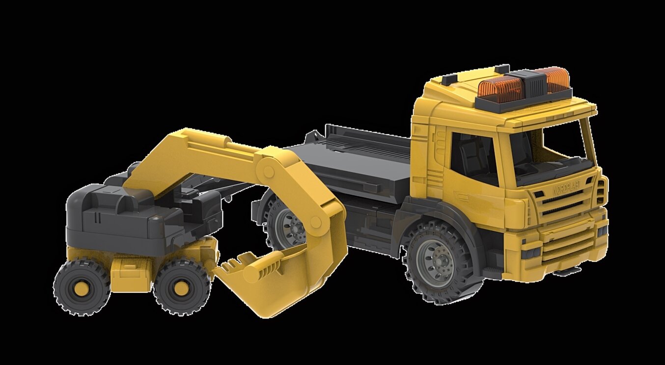 Набор машинок «Спецтехника» НордПласт, 2 шт, желтый тягач и серый погрузчик, пластиковые детали