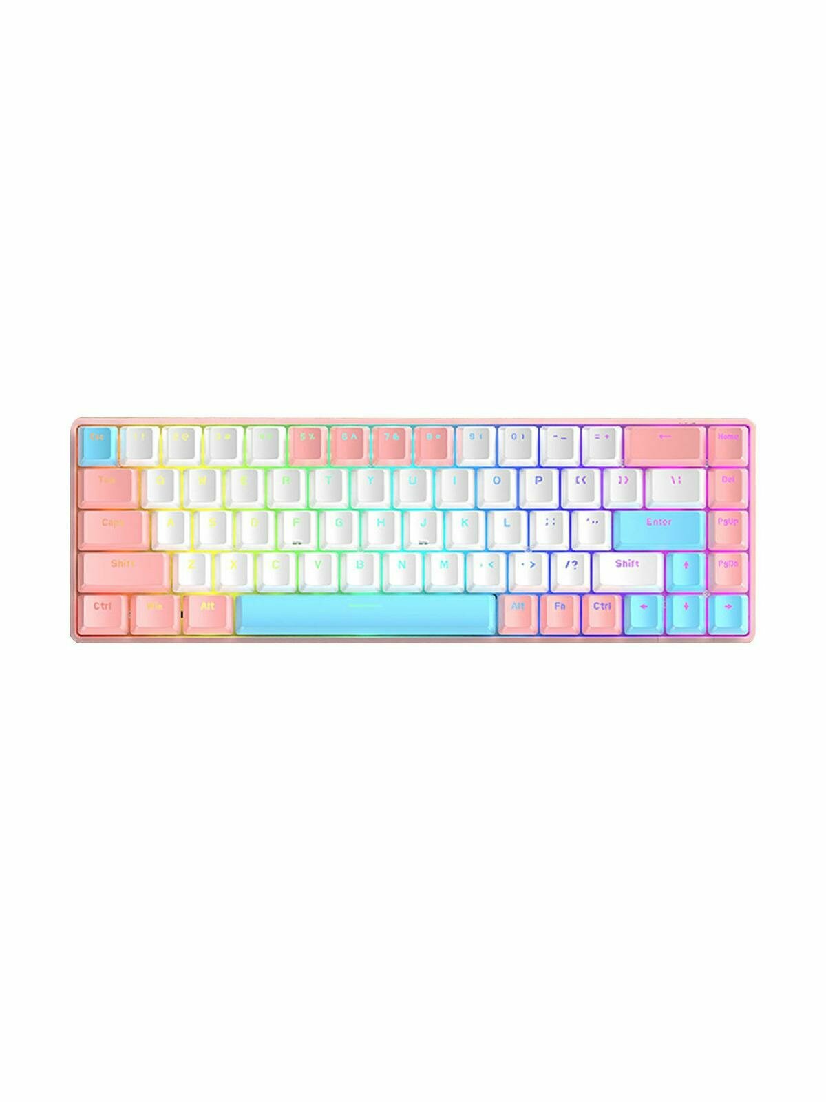 Type-C T8 Gaming Keyboard 68 Keys Mechanical Blue Shaft RGB Backlit Double-Shot Color Personality Keyboards