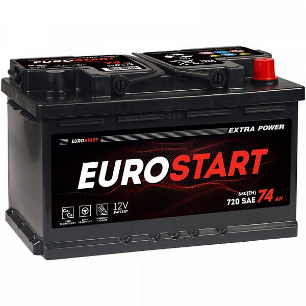 Аккумулятор автомобильный EUROSTART Extra Power 74.0 Ah R+ 680 A (низкий) ОП (278x175x175) LB3 278x175x175