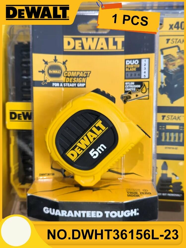 DeWalt DWHT36156L-23 Подлинник, Рулетка Строительная, измерительная рулетка, выдвижная, самоблокирующаяся, 5 м x 19 мм,