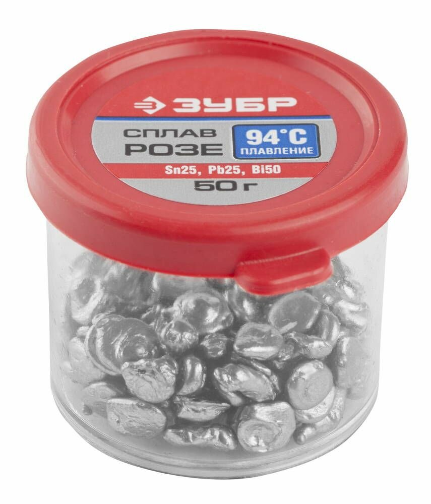 Сплав ЗУБР розе Sn25Pb25Bi50, легкоплавкий, 94 C, 50 г, гранулы 55457-050