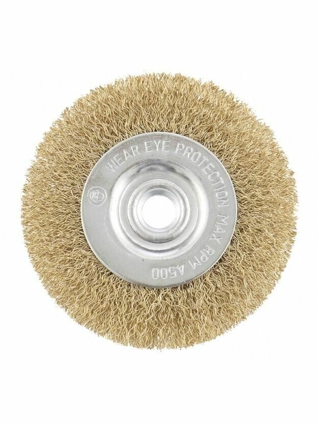 Щетка для УШМ, 125 мм, М14, плоская, латунированная витая проволока Matrix 74651