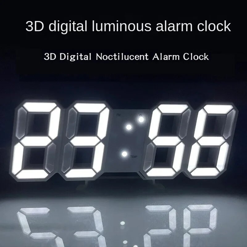 3D LED часы Голубой, Black Blue — фото 1