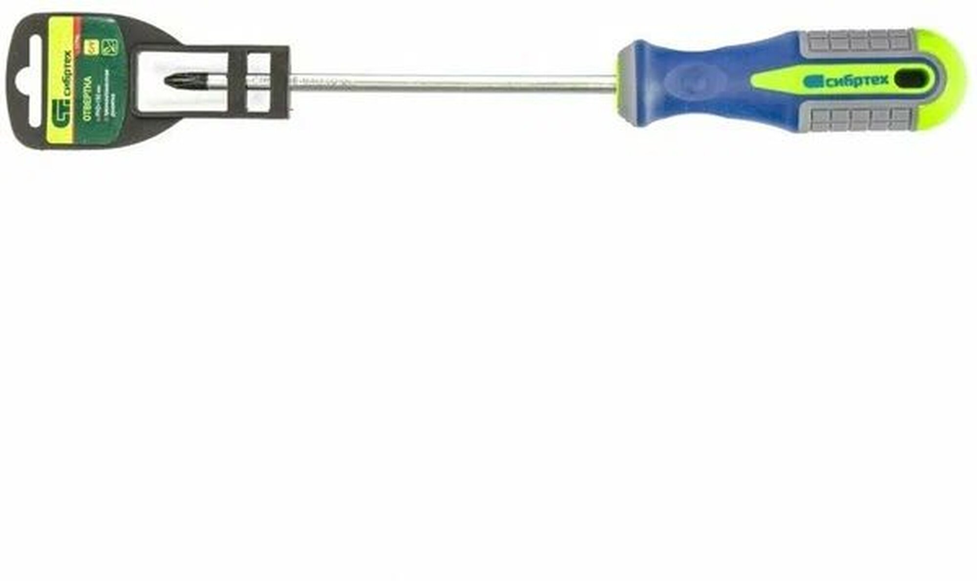 Отвертка Сибртех Шпунтик PH2х150мм, хромованадиевая сталь, трехкомпонентная рукоятка