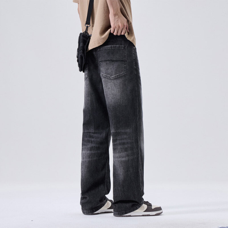 Слим тапер джинсы Rong Новые тонкие универсальные джинсы мужские прямые стирка обветренные состаренные ретро брюки, Размер_40