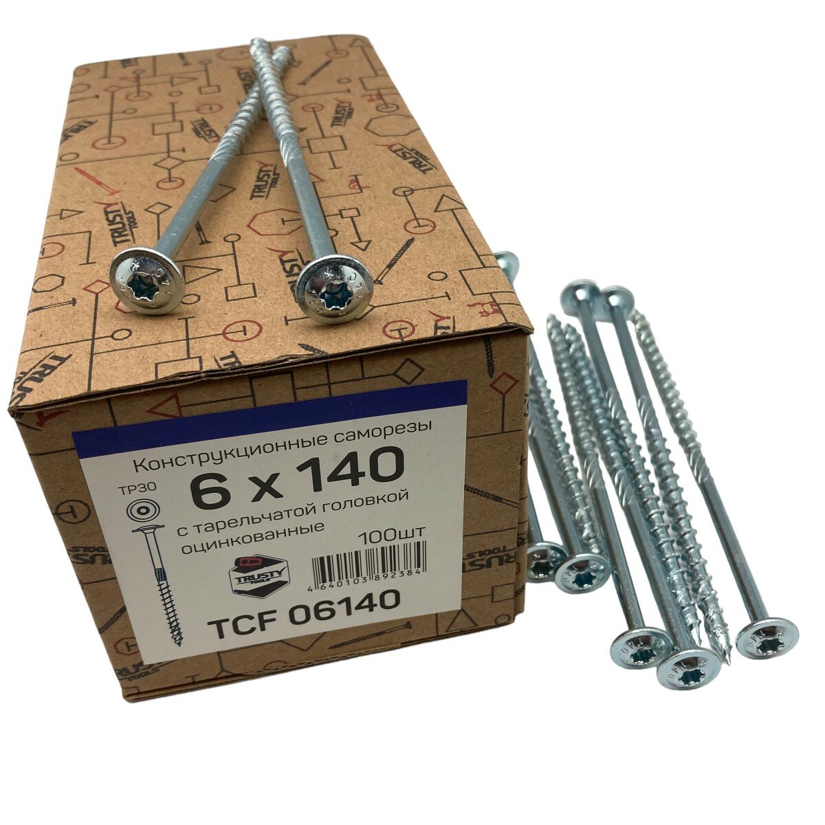 Конструкционные саморезы Trusty TCF 6х140 тарельчатые (100 шт)