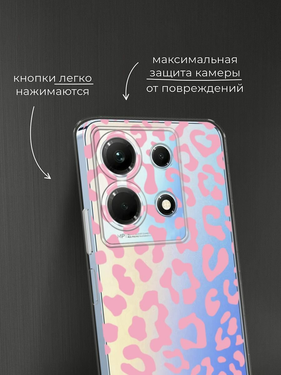 Чехол на Infinix Note 30 4G / Инфиникс Нот 30 4G с принтом Паттерн розовый леопард, прозрачный — фото 1