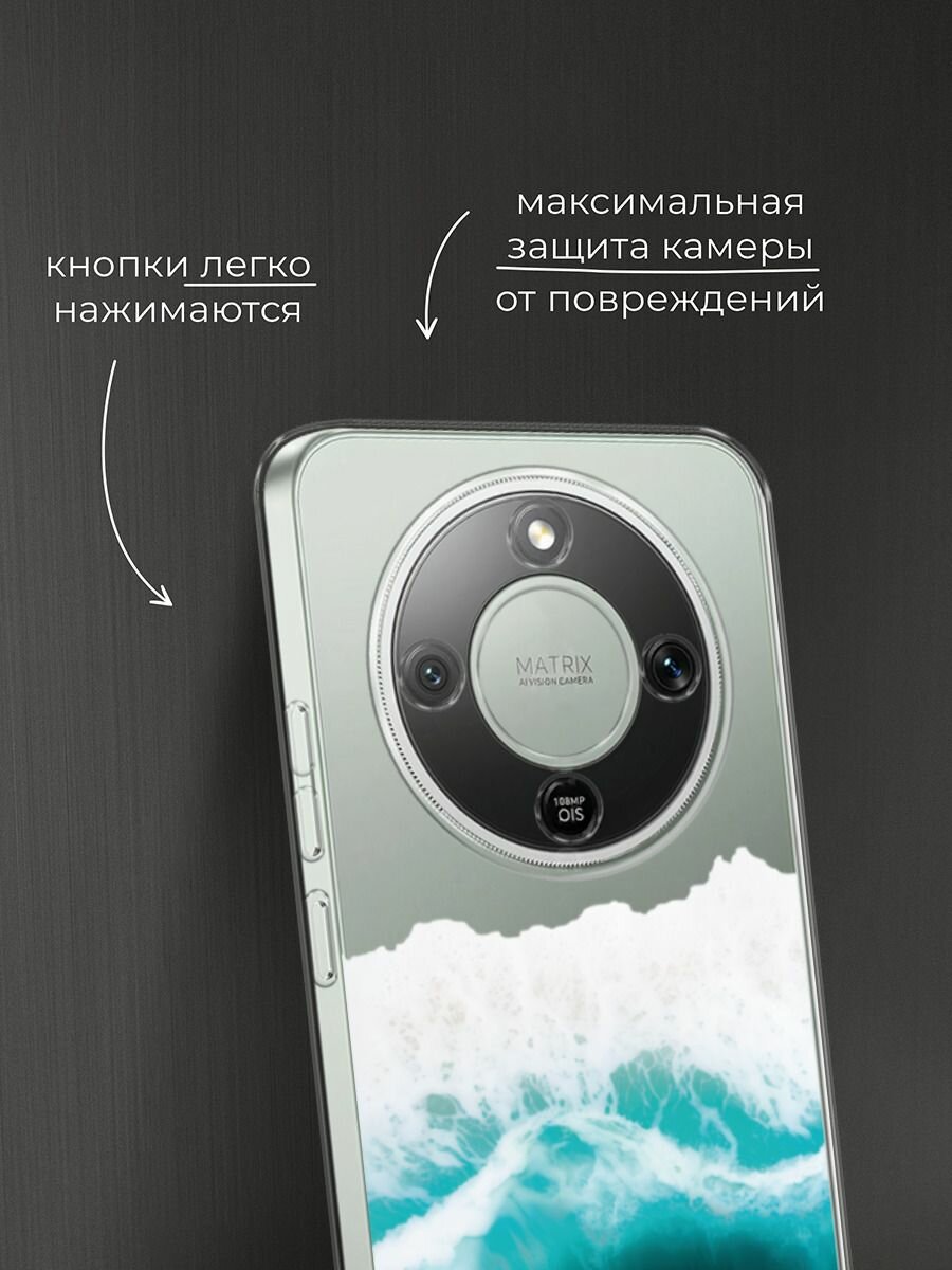 Чехол на Honor X9d / Хонор X9d с принтом Большая волна, прозрачный — фото 1