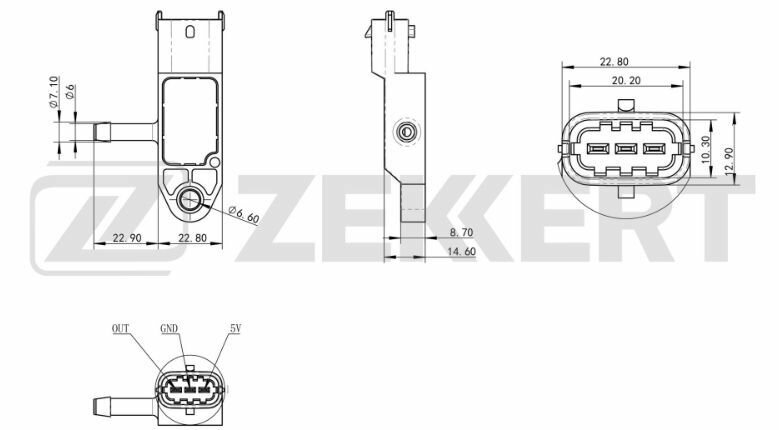 Датчик давления воздуха. Zekkert. Dacia Duster 10- Sandero 08- Opel Vivaro A 01- Renault Logan 06- Megane