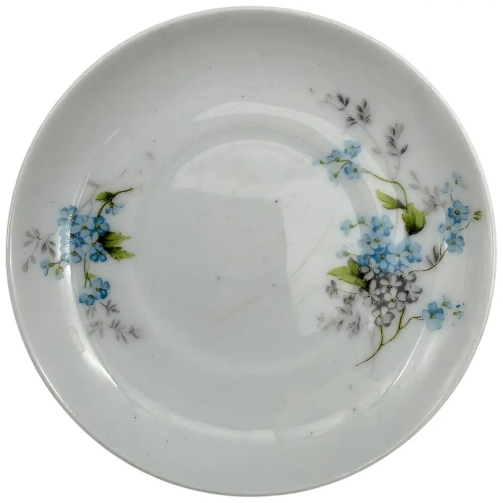 Блюдце "Незабудки", 11.5 см, фарфор, 1830-1870 гг, Гарднер, Российская Империя