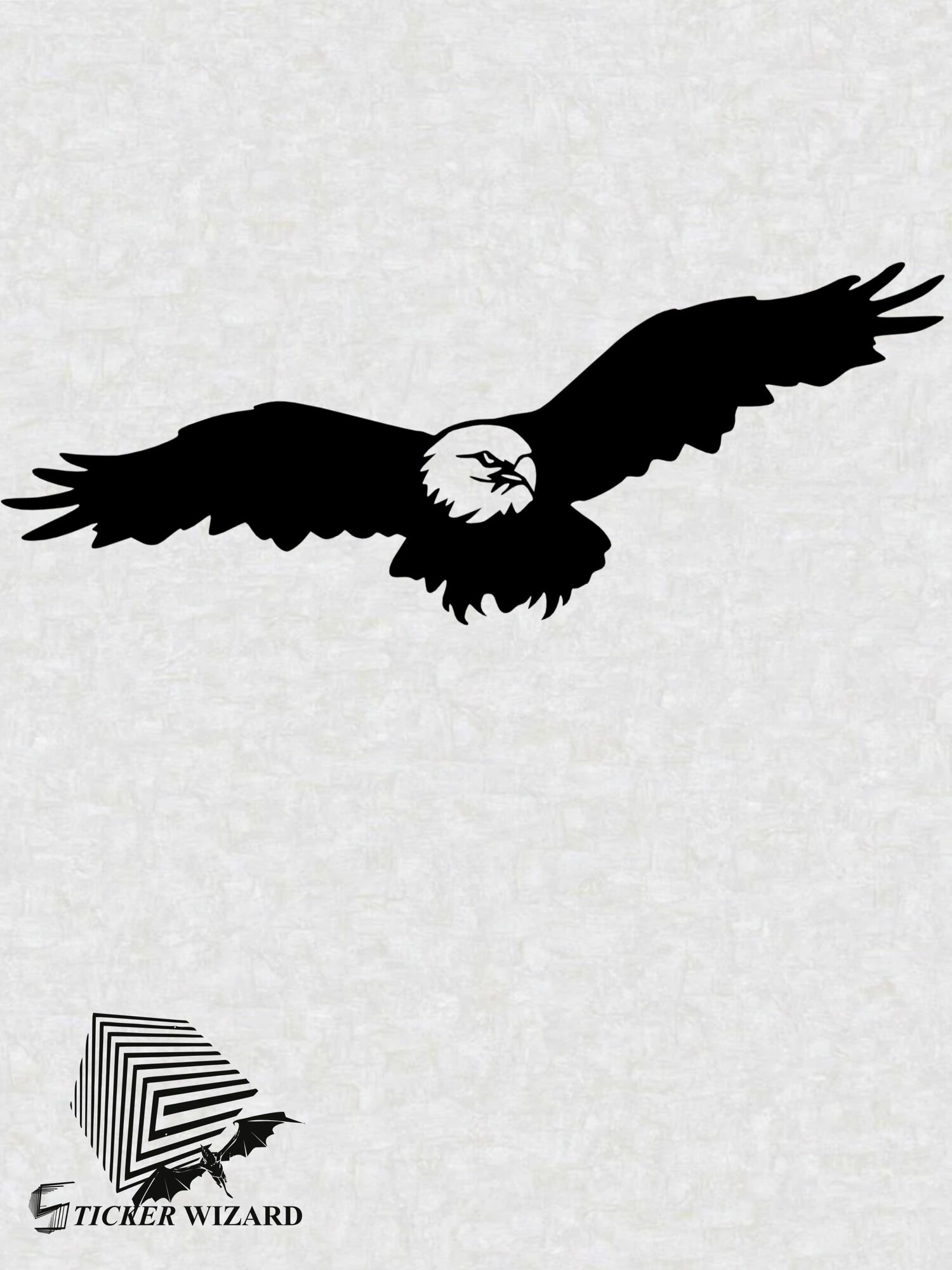 Наклейка виниловая на прозрачной основе (черная ) "силуэт Орёл"