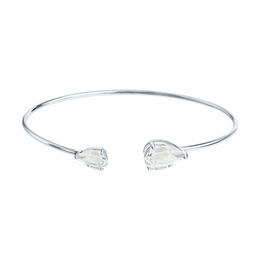 Браслет, серебро, 925 проба, родирование, горный хрусталь