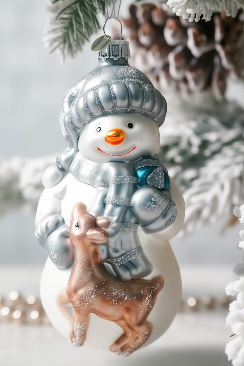 Ёлочная игрушка снеговик-романтик, стекло, 14 см, Winter Deco 4060483-wd
