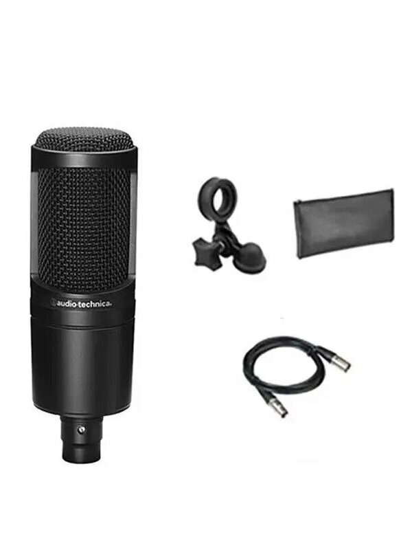 Микрофон студийный Микрофон универсальный AT2020, черный матовый, черный