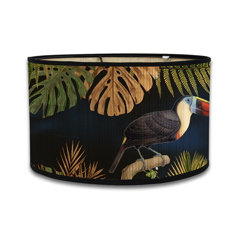 Абажур с скандинавским зеленым растительным узором, Элегантный бамбуковый абажур