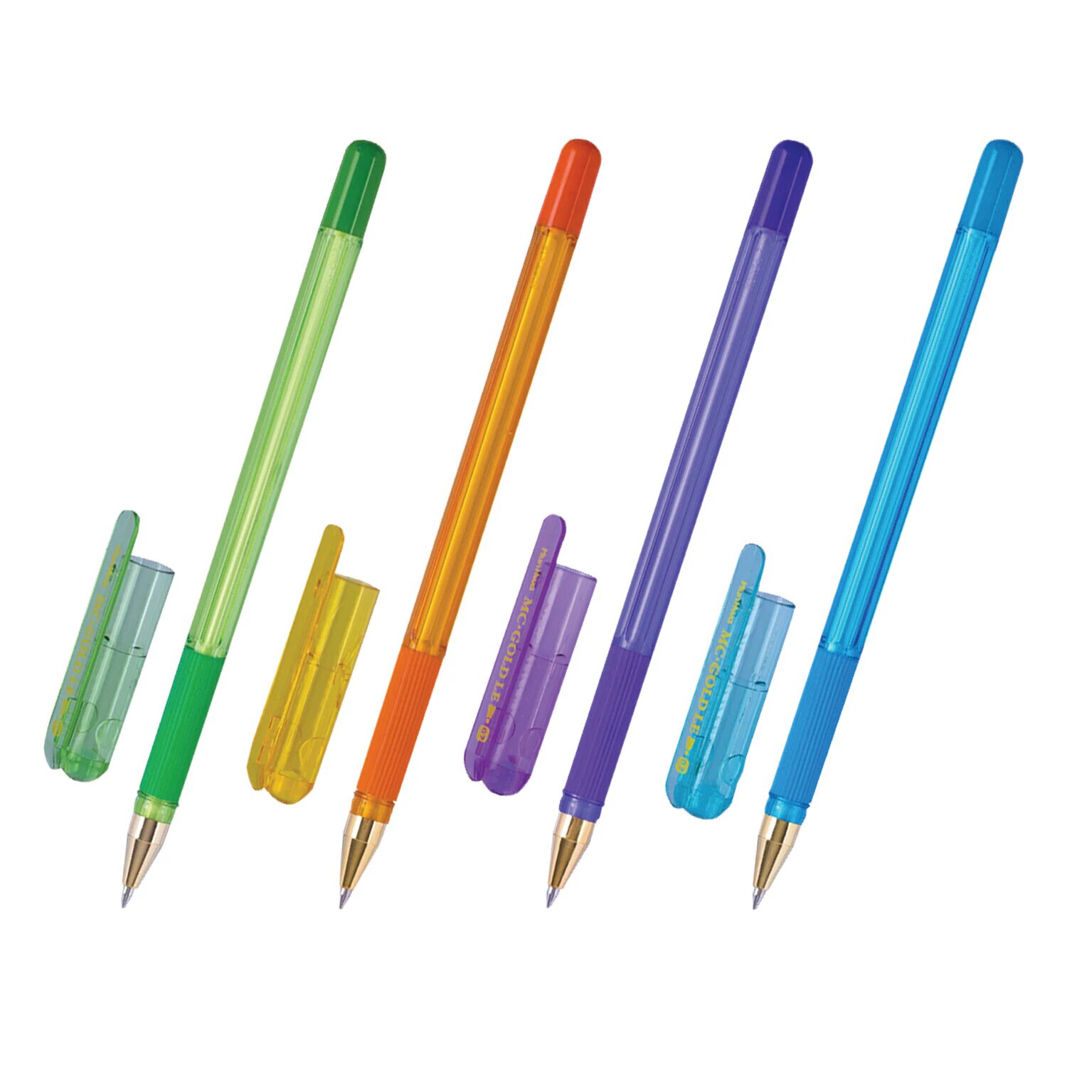 Ручка шариковая масляная с грипом MUNHWA "MC Gold LE", синяя, корпус ассорти, узел 0,5 мм, MCL-02, 12шт.