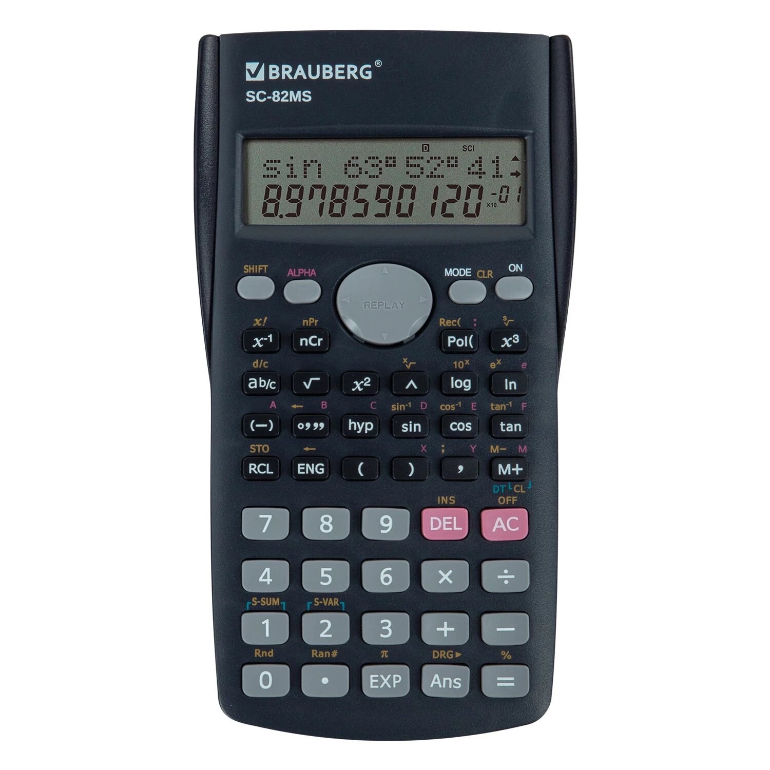 Калькулятор инженерный BRAUBERG SC-82MS (15885 мм), 240 функций, 10+2 разрядов, темно-синий, 271721