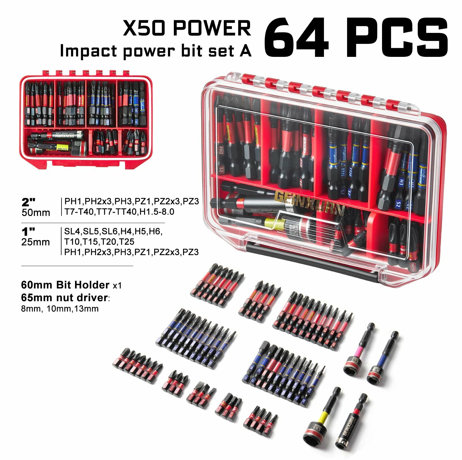 Набор ударных бит Geinxurn X50 Power 64PCs