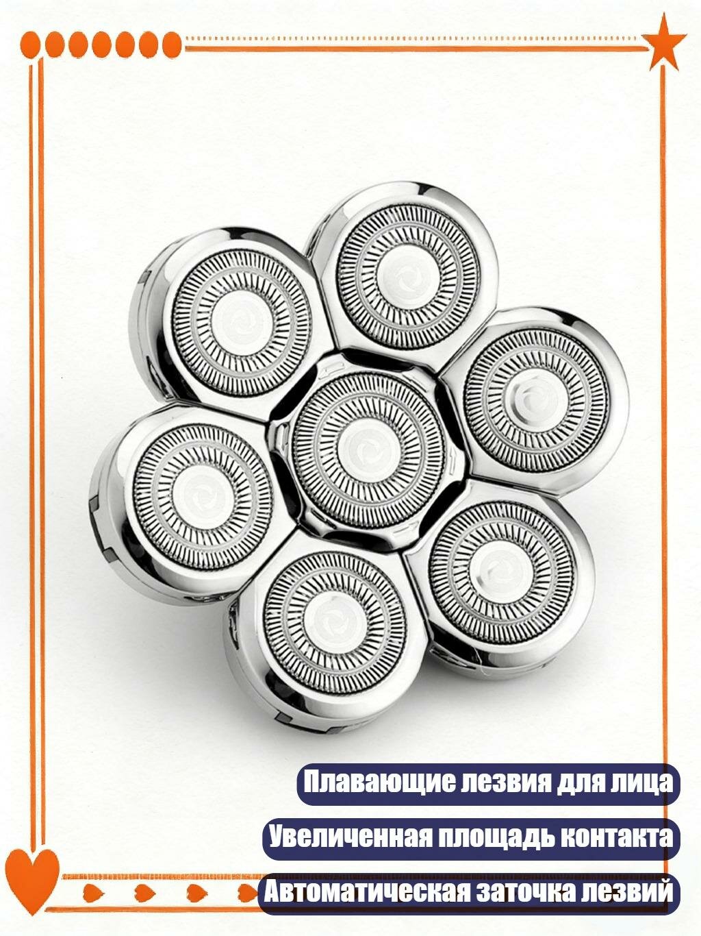 Замена лезвий для бритвы 6/7 головок, 7 голова